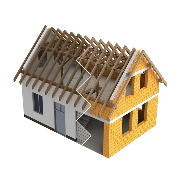 Timbered construction house design transition Stock Photo by ©Adikk ...