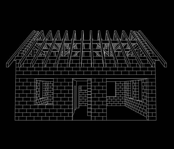 Front house construction line drawing vector Stock Vector Image by ...