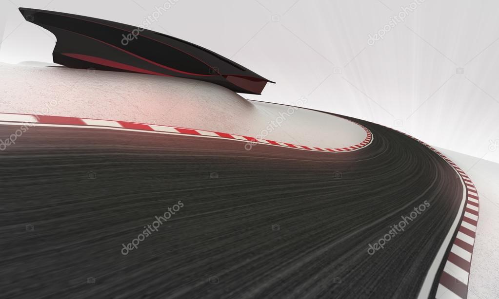 Speed racetrack leading outdoors around modern building wallpaper ...