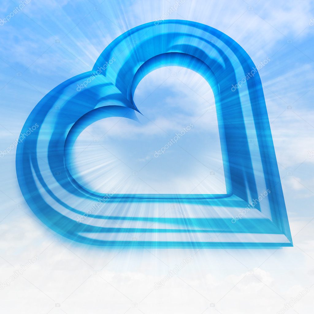 Blue heart shape in sky flare view — Stock Photo © Adikk #40563661