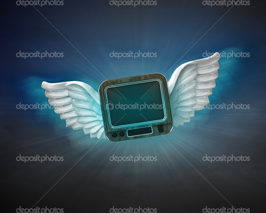 Retro television with angelic wings — Stock Photo © Adikk #42648717