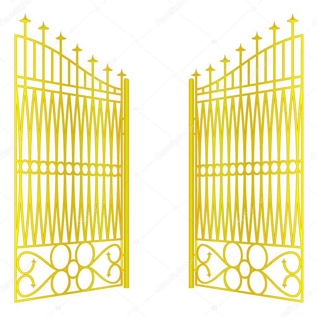 Isolated Open Golden Gate Fence On White Vector Stock Vector Image By ©adikk 48744433