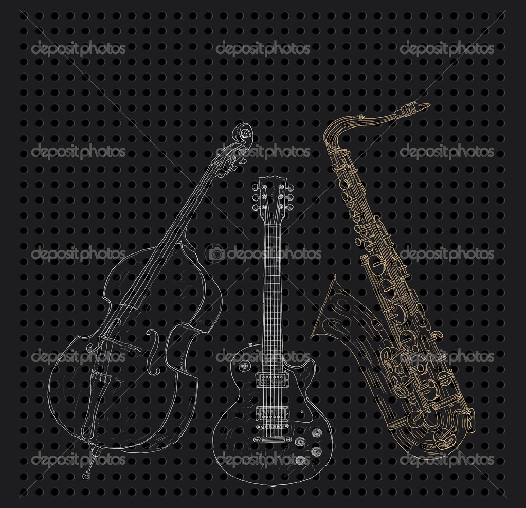 Music theme drawings -retro banners — Stock Photo © pavila1 #12138965