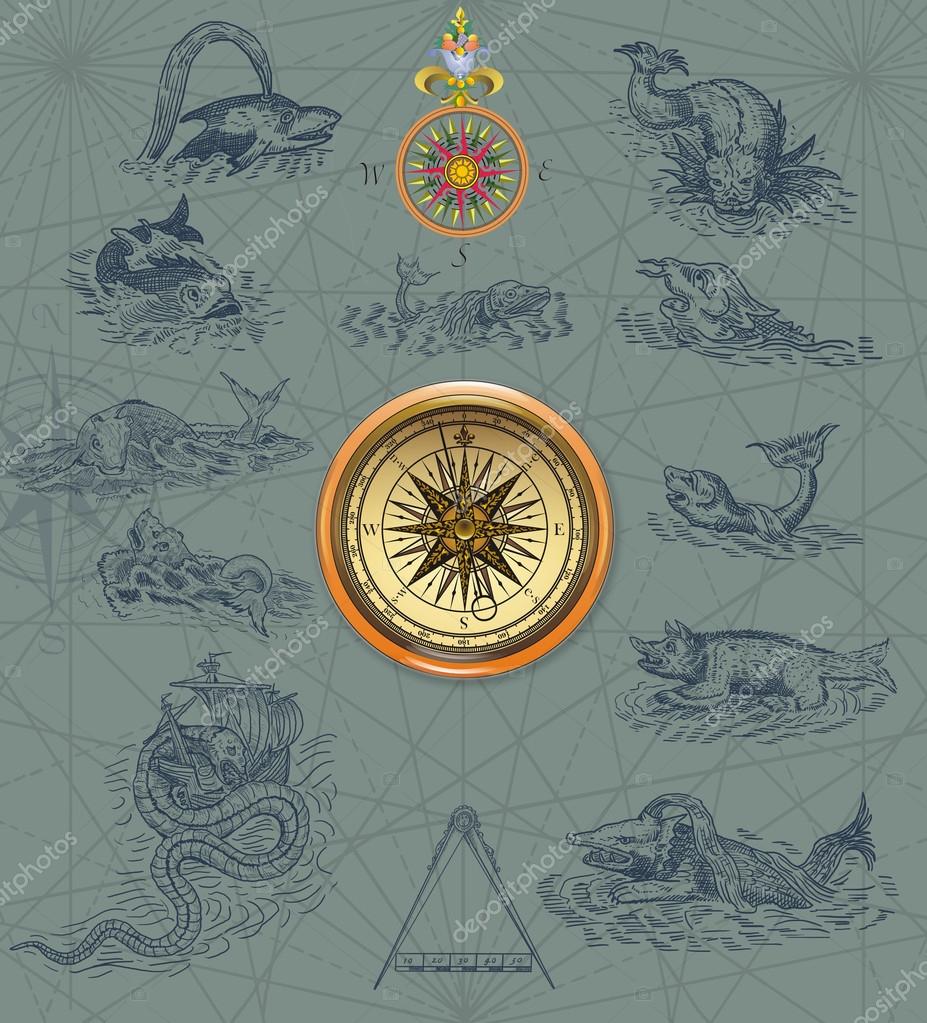 Pirate Map Compass Rose