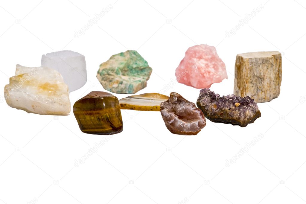 Collection of minerals on a white background Stock Photo by ©Nikolay ...