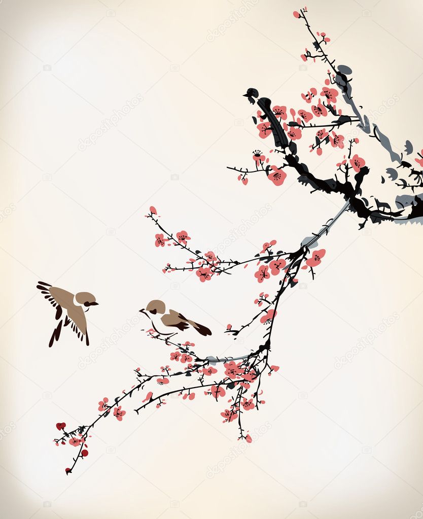 Ink winter sweet Stock Vector by ©baoyan 27340369