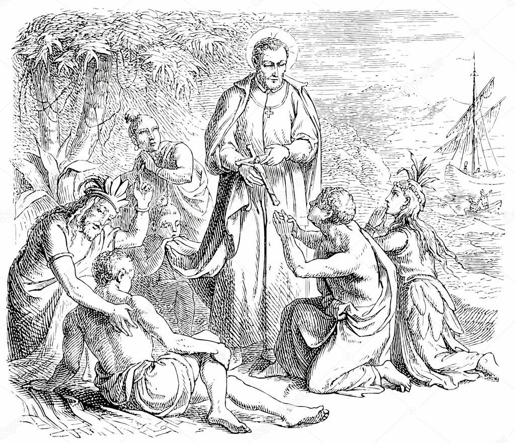 Old engravings. Depicts Saint Francis Xavier. Stock Vector by ©S_Kohl ...