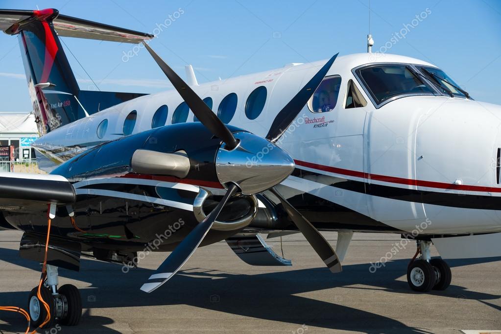 Twin-turboprop aircraft Beechcraft King Air, Model B250 – Stock ...