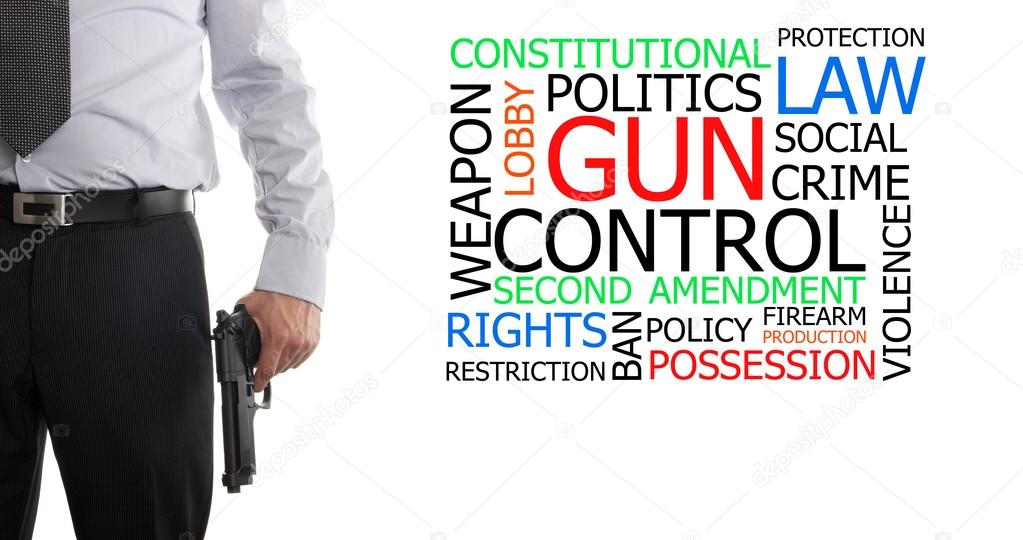 Armed man next to gun control word cloud — Stock Photo © ijdema #42525447