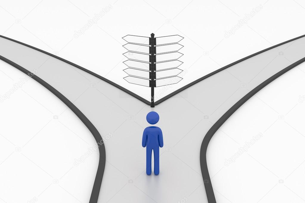 Señal de cruce de elección con el hombre — Foto de stock #12768114 ...