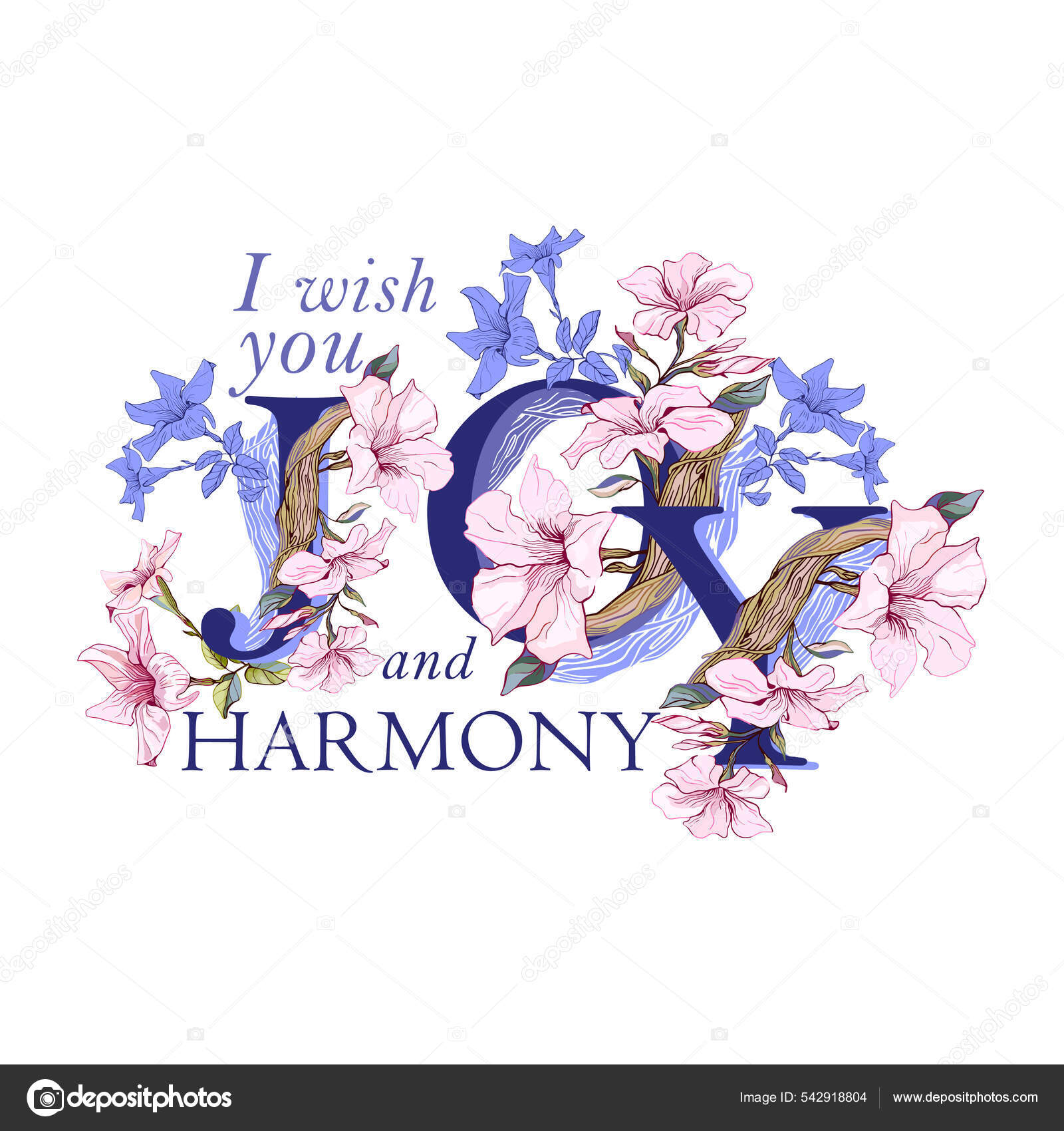 Card Exotic Flowers Wish Joy Harmony Stock Illustration by ©Alina_pal ...
