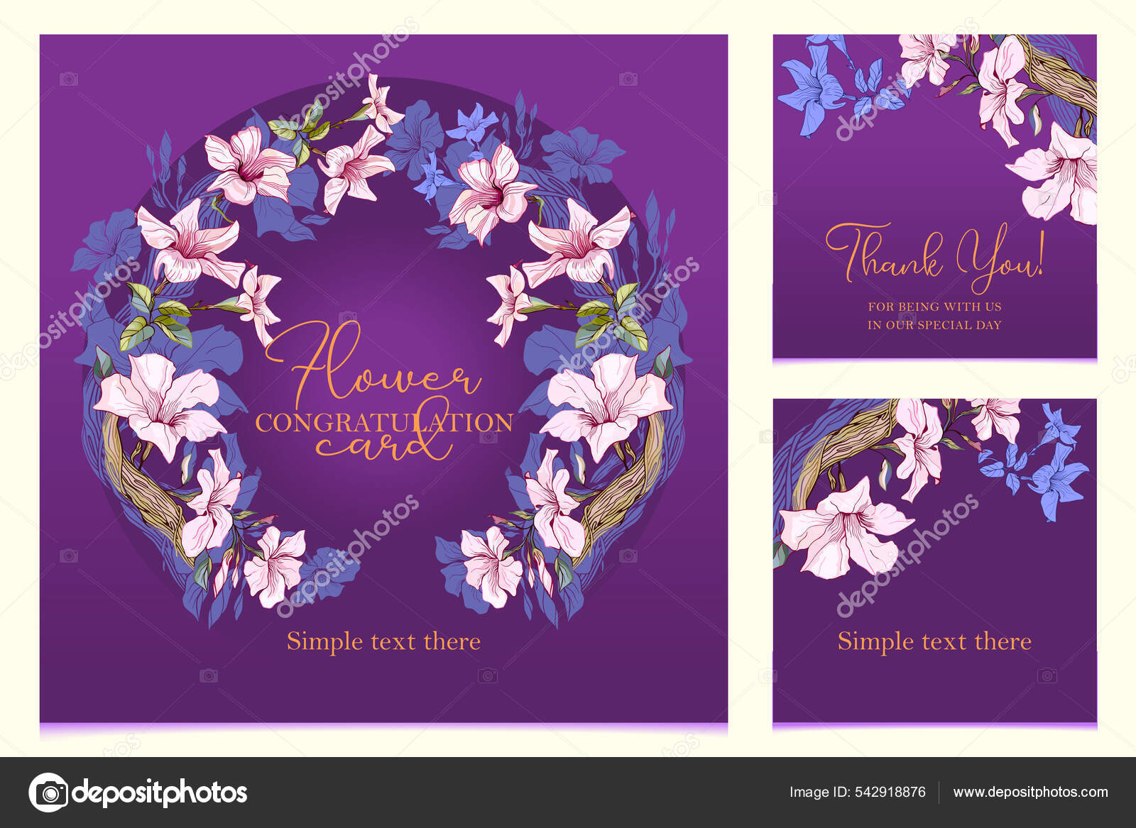Set Flowers Card Invitation Template — Stock Photo © Alina_pal #542918876