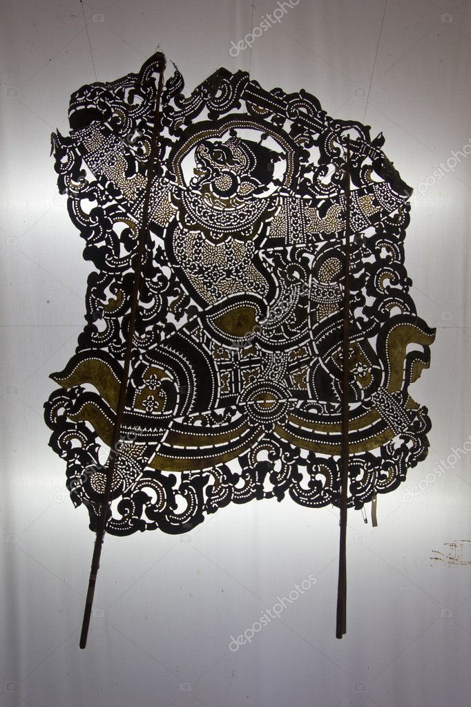 Nang yai Thai traditional shadow puppet at Wat Khanon Temple — Stock ...