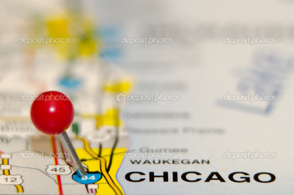 Chicago city pin on the map Stock Photo by ©digidream 47230903