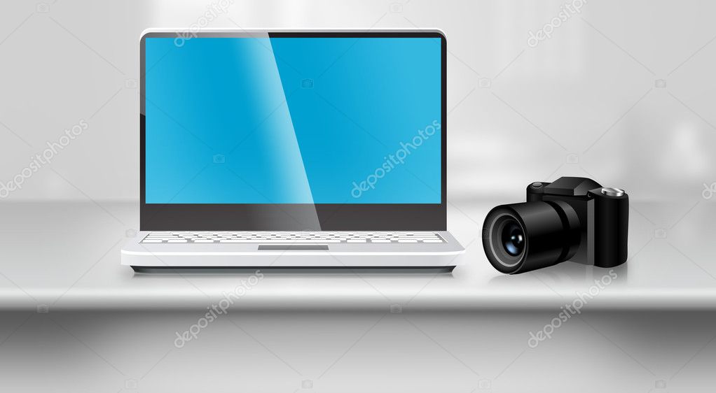 Multimedia background image with digital camera Stock Photo by ©LQ75 ...