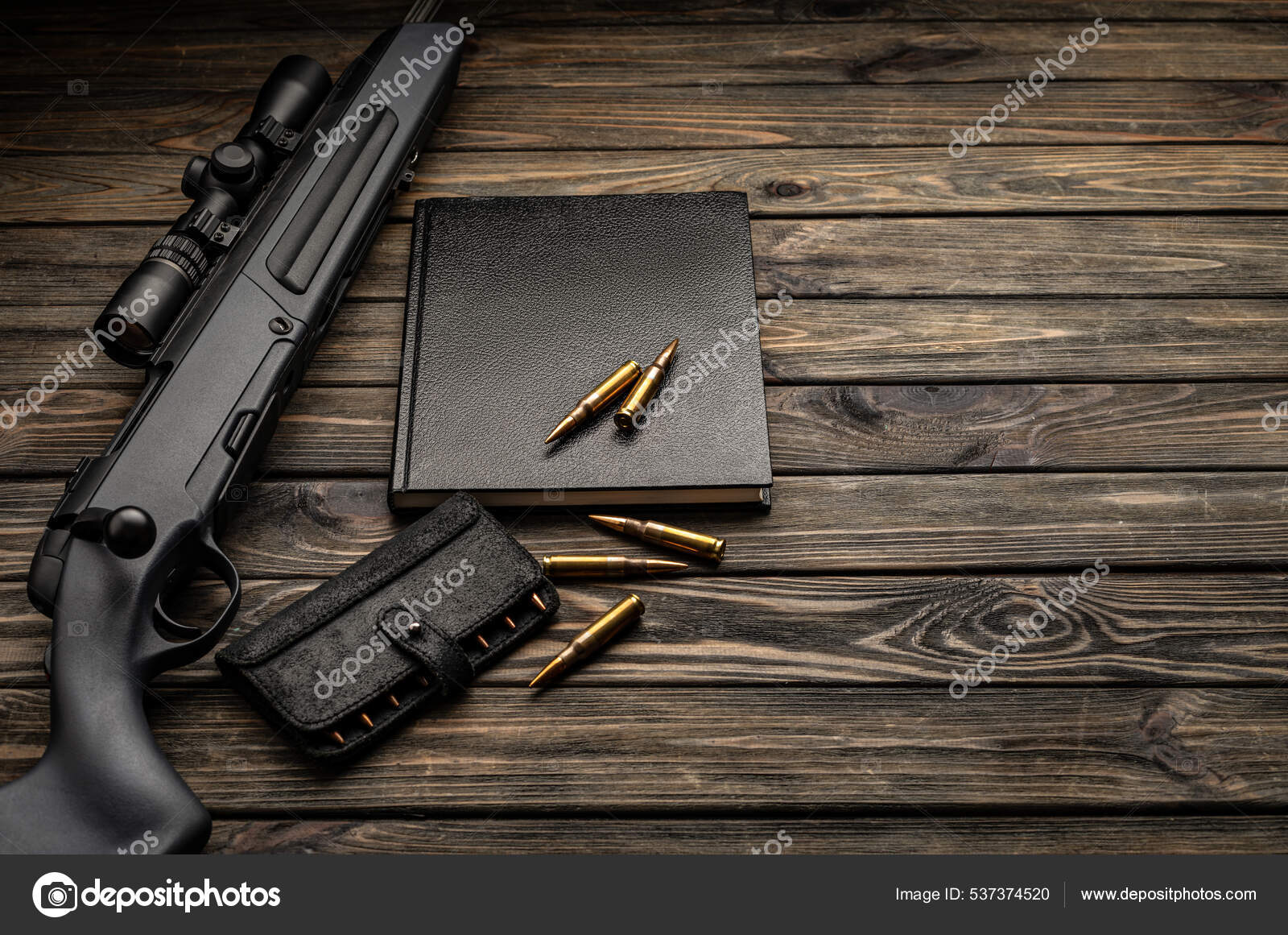 Modern Bolt Action Scout Rifle Telescopic Sight Weapon Wooden ...