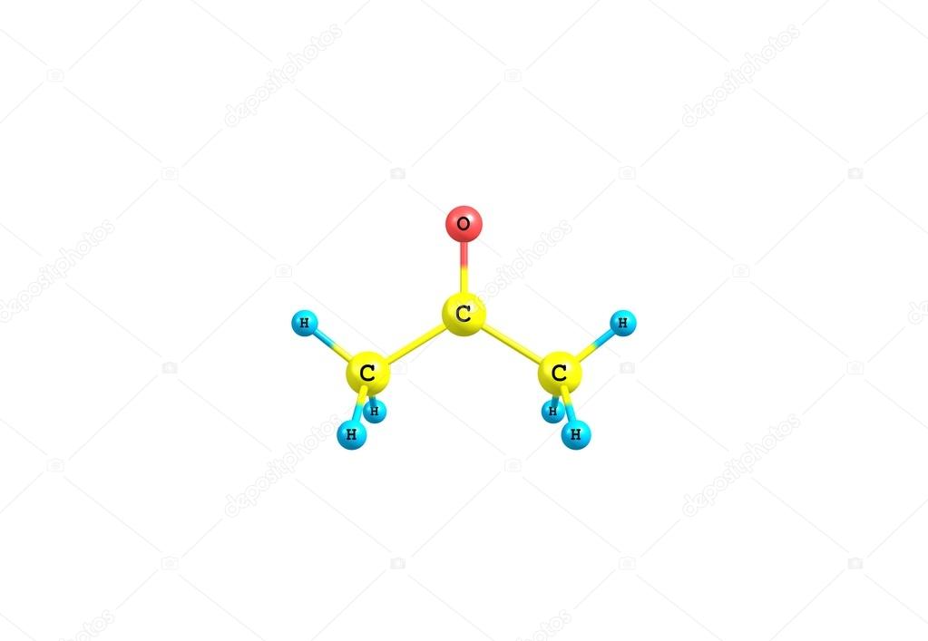 Estructura molecular de acetona aislada en blanco Ilustración de stock ...