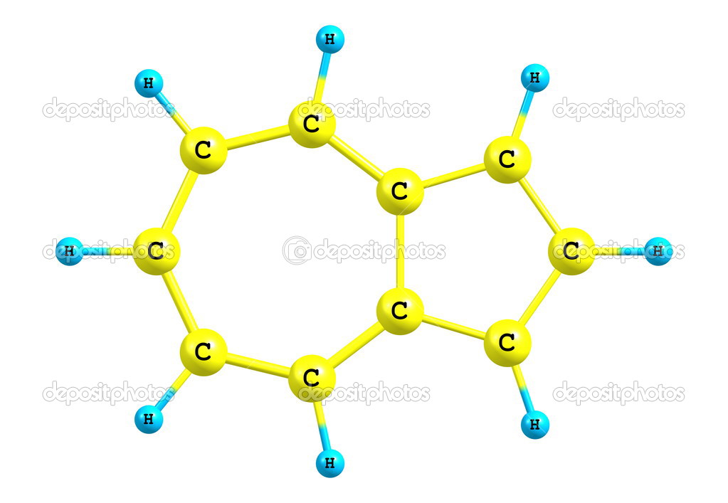 Estructura molecular de azuleno sobre fondo blanco: fotografía de stock ...
