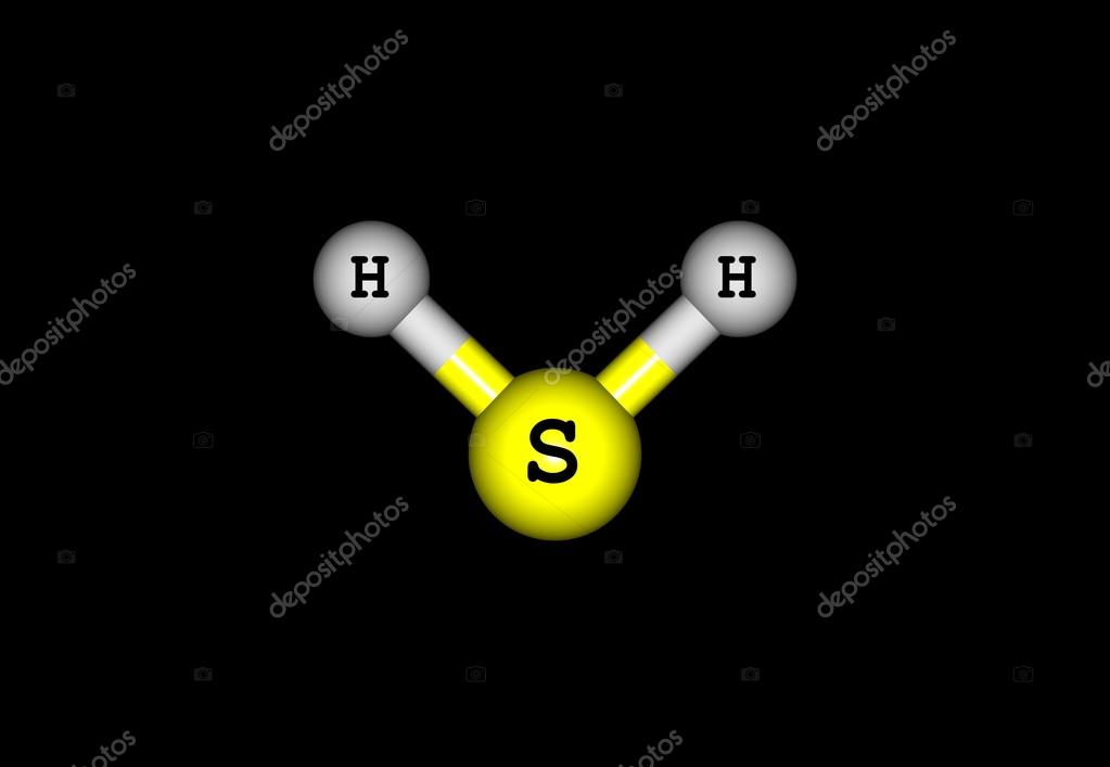 Hydrogen sulfide molecular structure isolated on black Stock Photo by ...