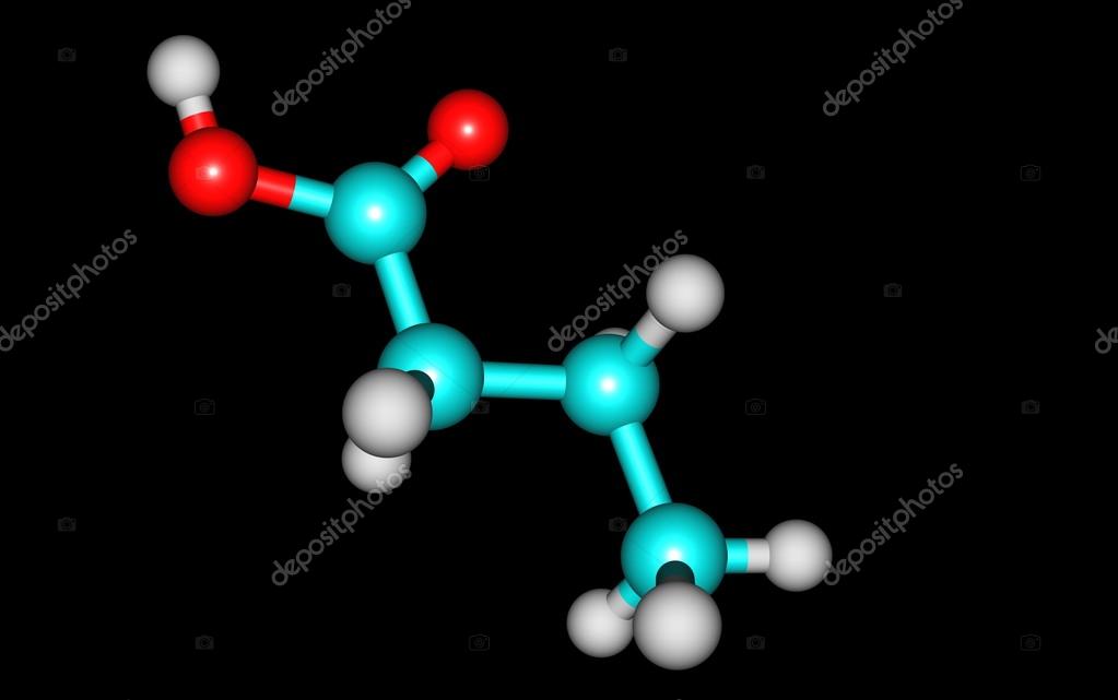 Butyric (butanoic) acid molecule isolated on black — Stock Photo © olla ...