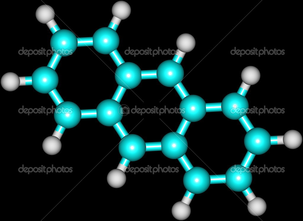Estructura molecular del antraceno sobre fondo negro 2024