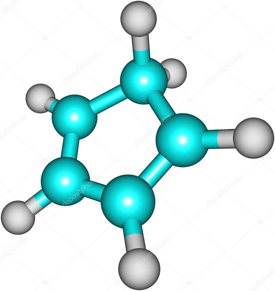 Estructura molecular del ciclopentadieno sobre fondo blanco 2022