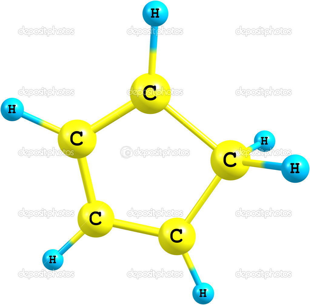 Estructura molecular del ciclopentadieno sobre fondo blanco 2024