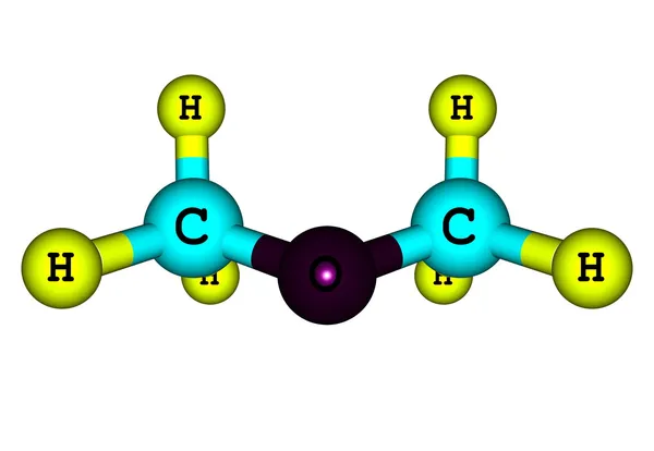 Ilustración de la molécula de éter dimetilo aislada en blanco 2024