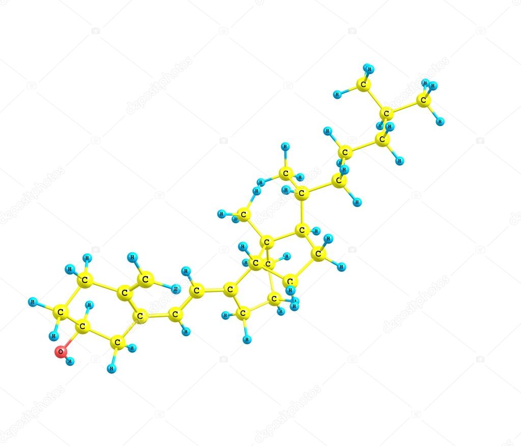 Estructura molecular de vitamina D aislada en blanco 2024