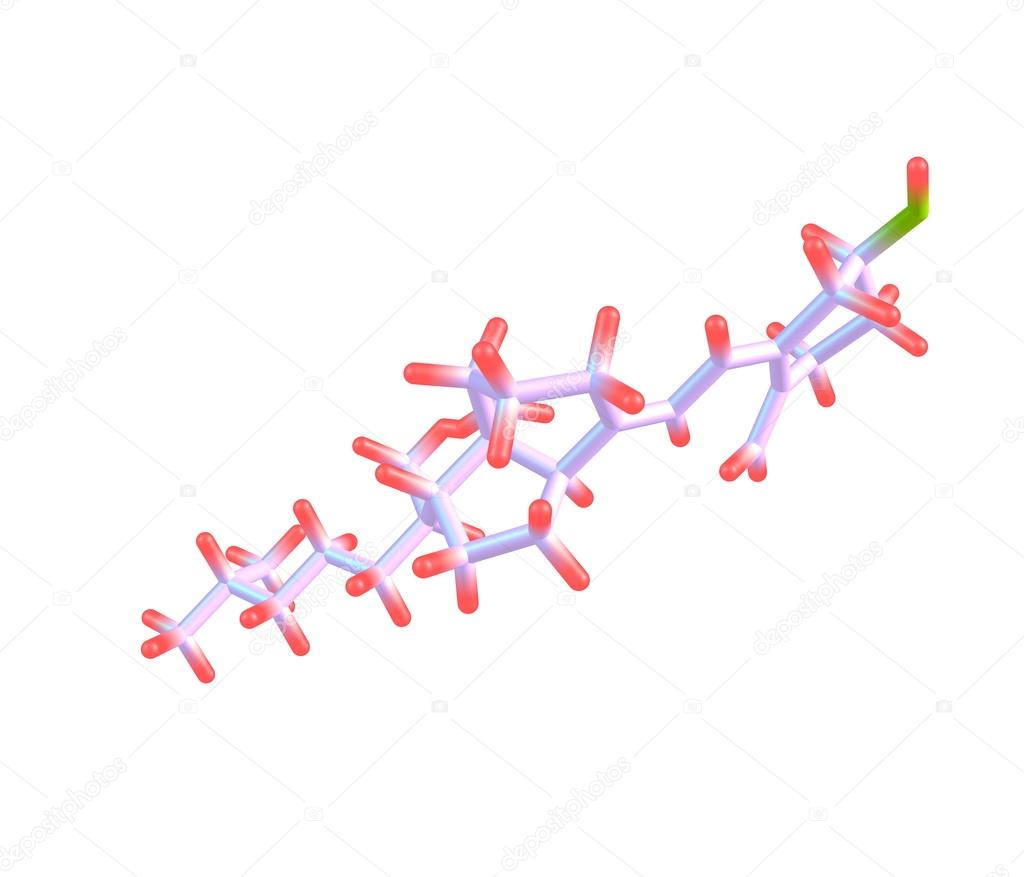 Estructura molecular de vitamina D aislada en blanco 2023