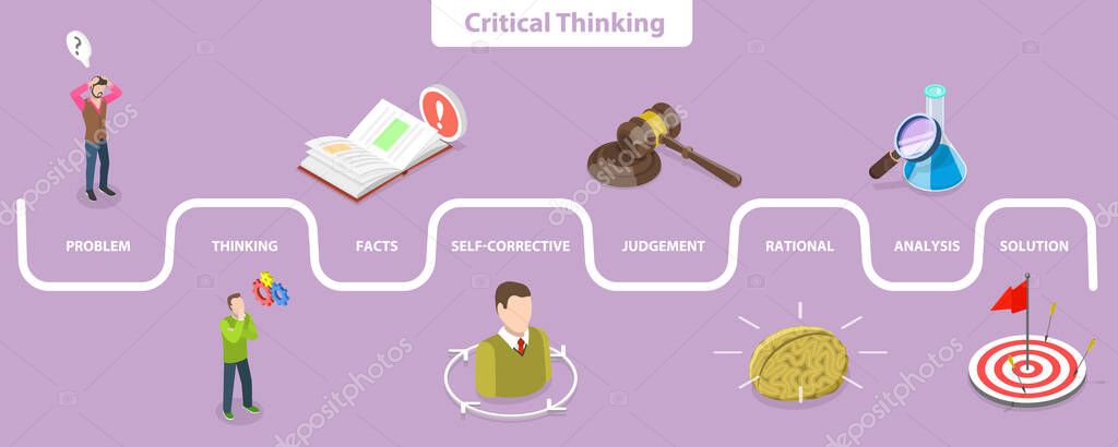 Ilustraci n conceptual vectorial plana isom trica 3D del pensamiento cr tico 2024