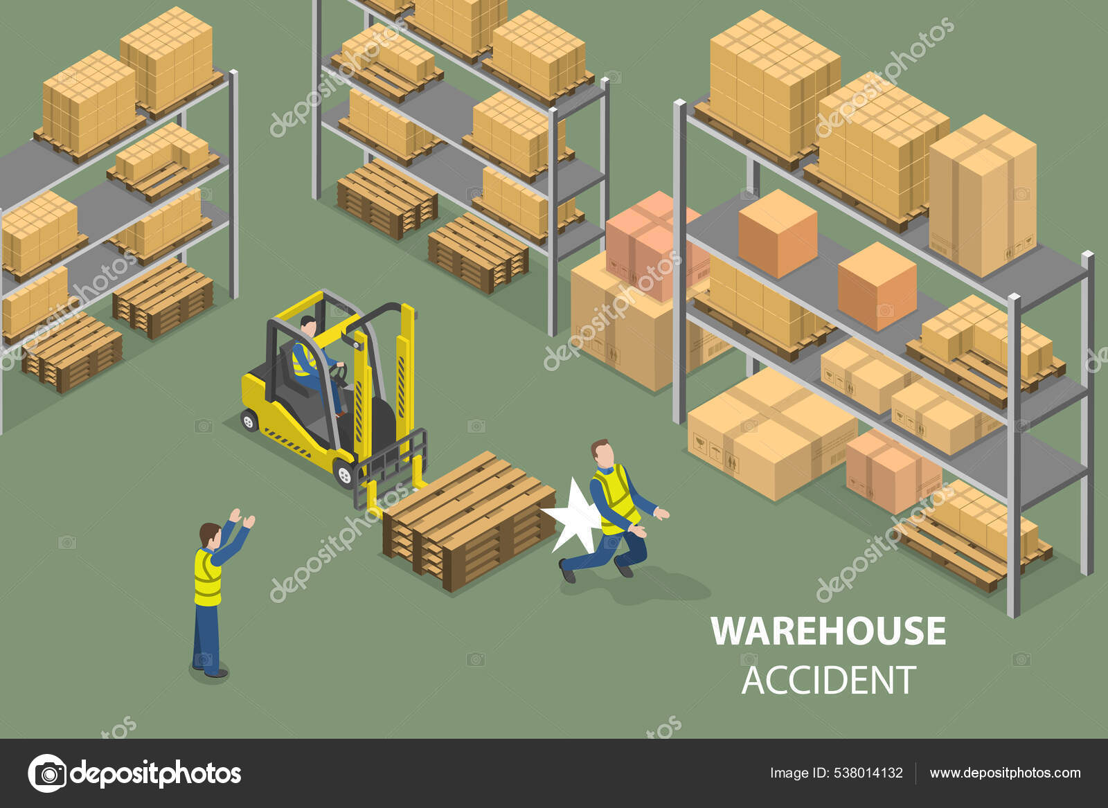 3D Isometric Flat Vector Conceptual Illustration of Warehouse Accident ...