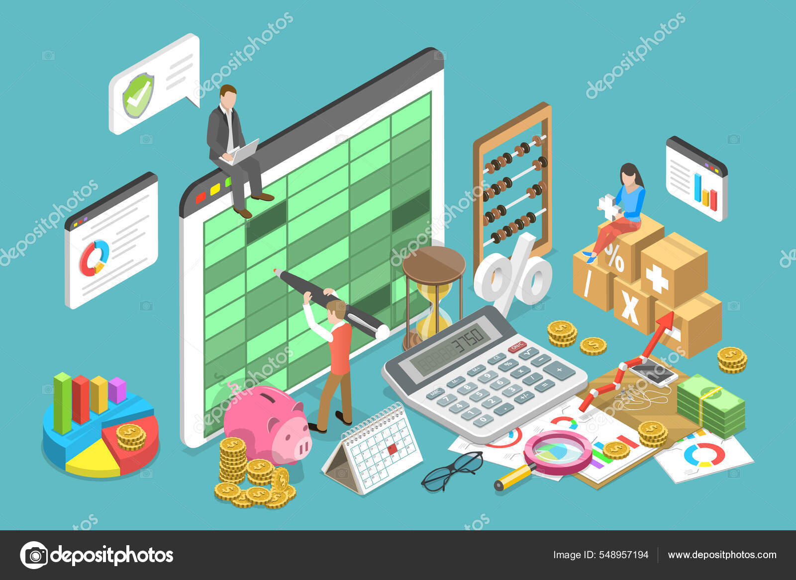 3D Isometric Flat Vector Conceptual Illustration of Financial ...