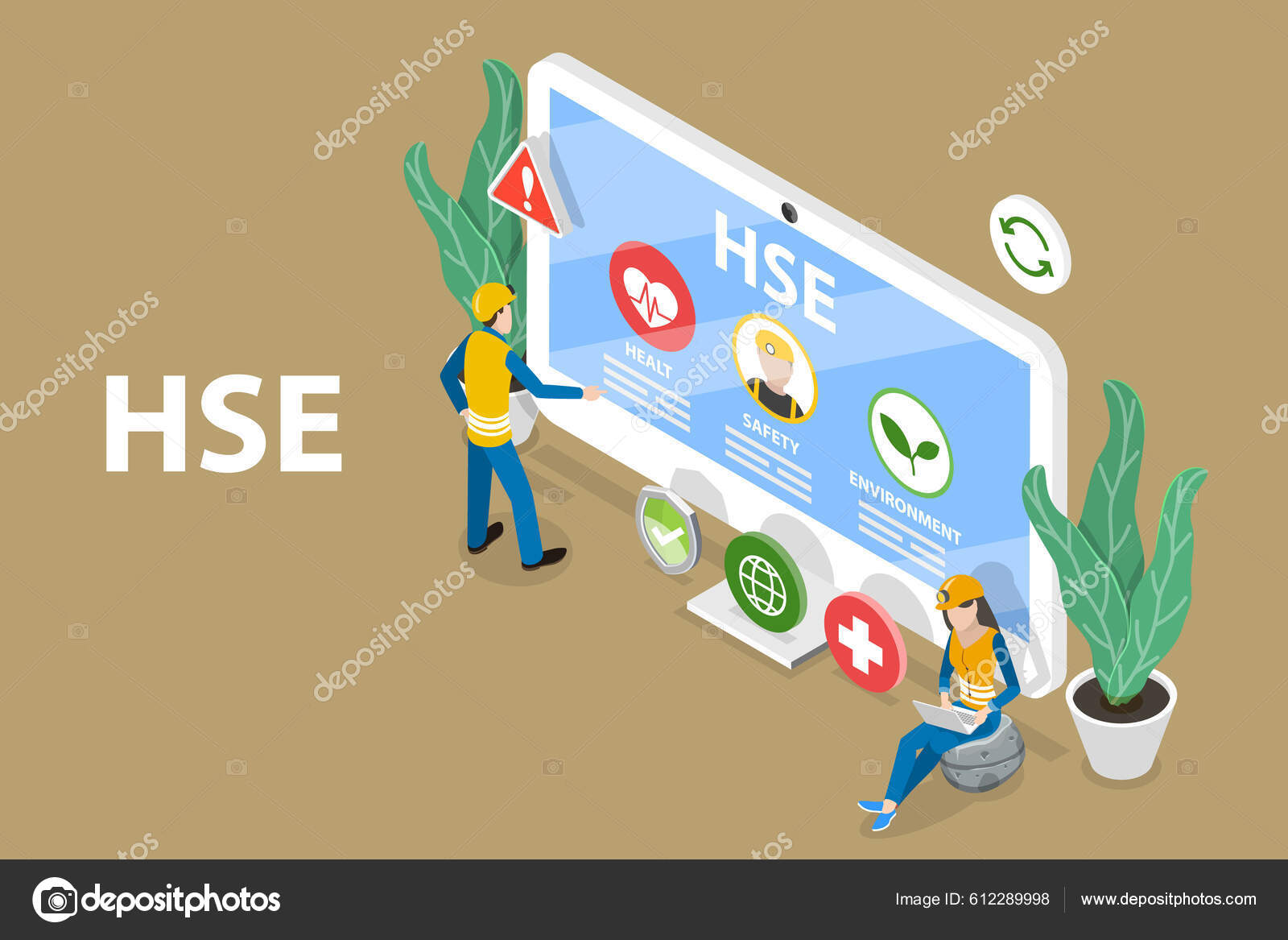 Isometric Flat Vector Conceptual Illustration Hse Health Safety ...