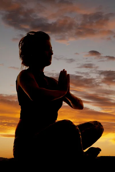 silhouette sit yoga prayer angle - Stock Image - Everypixel