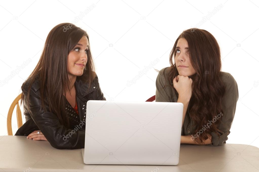Two women computer look at each other — Stock Photo © alanpoulson #35089327
