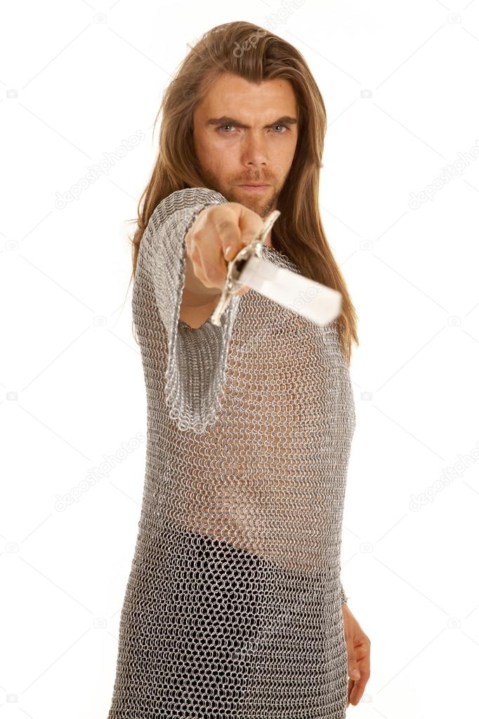 Man chain mail sword point — Stock Photo © alanpoulson #37472153
