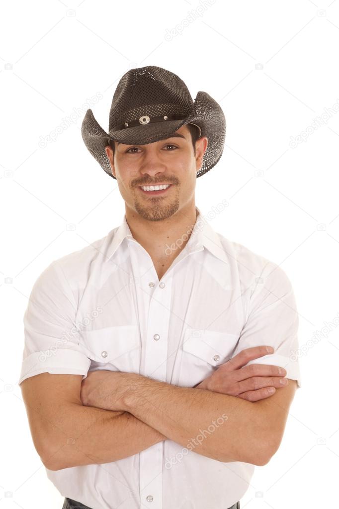 Cowboy arms crossed smile white shirt Stock Photo by ©alanpoulson 39721681