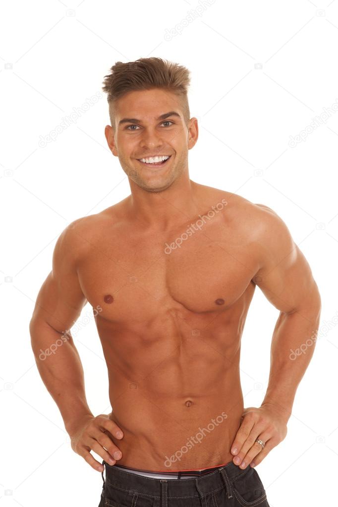 Strong man hands hips smile — Stock Photo © alanpoulson #39835247