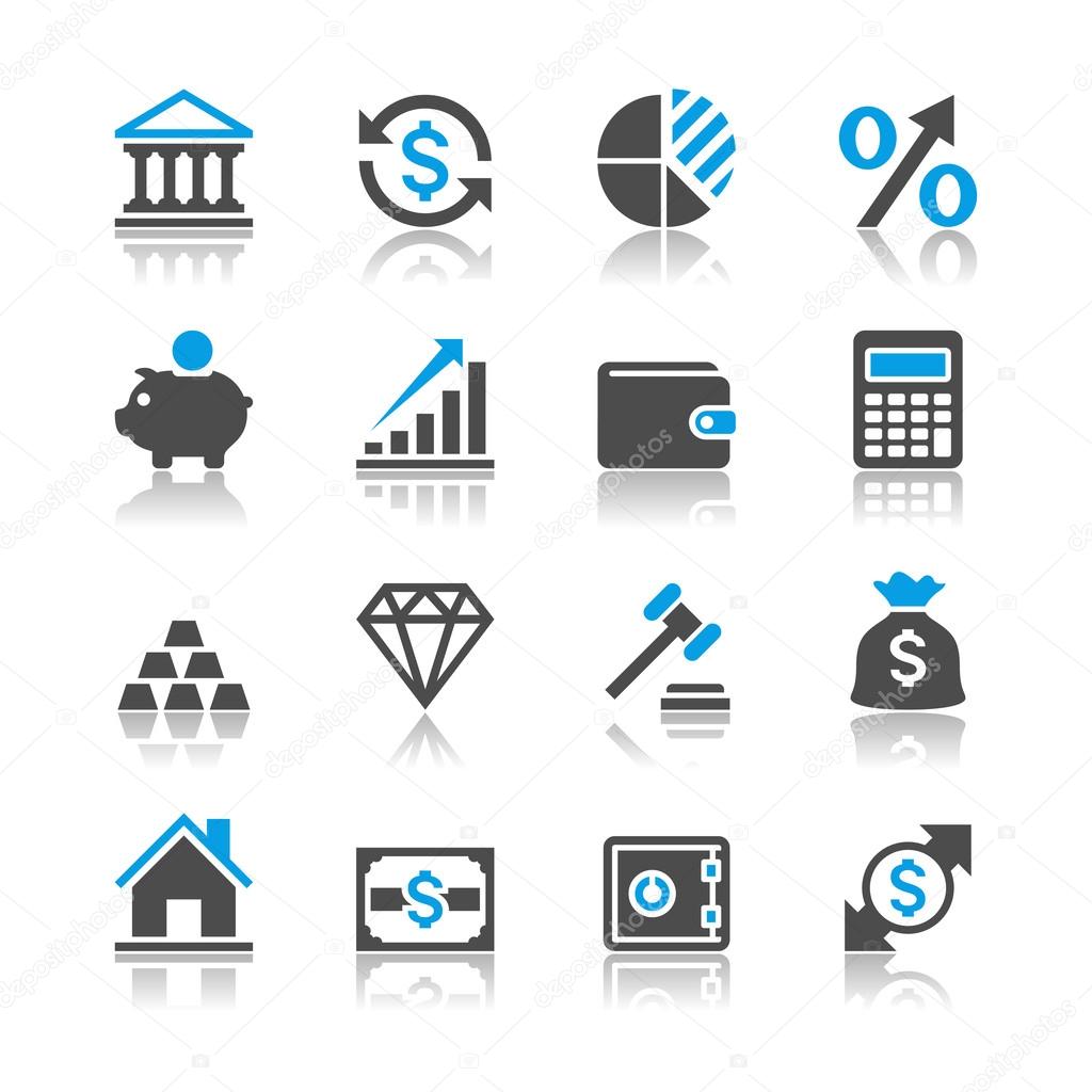 Financial investment icons - reflection theme — Stock Vector ...