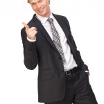 Young Handsome Business Man Pointing Finger Up Stock Photo by ...
