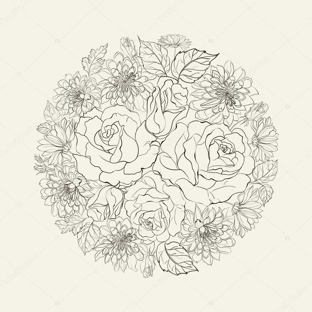 Hand drawn bouquet of roses. — Stock Vector © Kotkoa #32694299