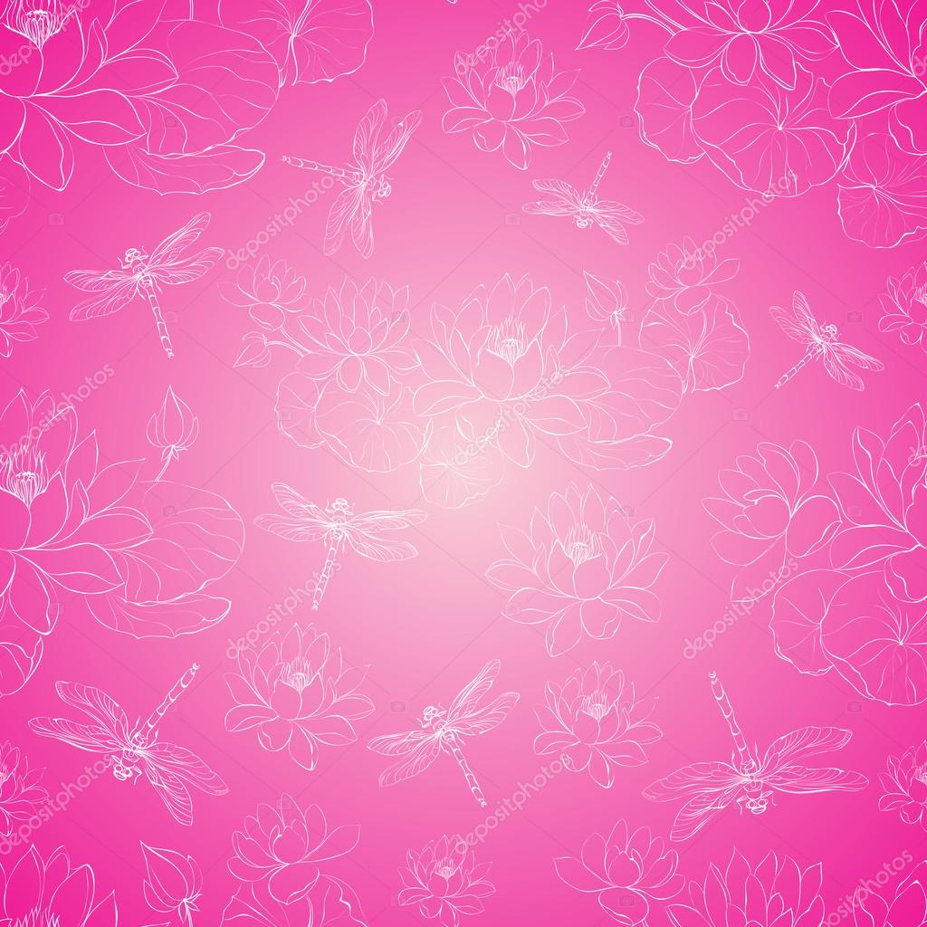 Seamless pattern lotus flower and dragonfly Stock Vector Image by ... Seamless pattern lotus flower and dragonfly Stock Vector Image by ...