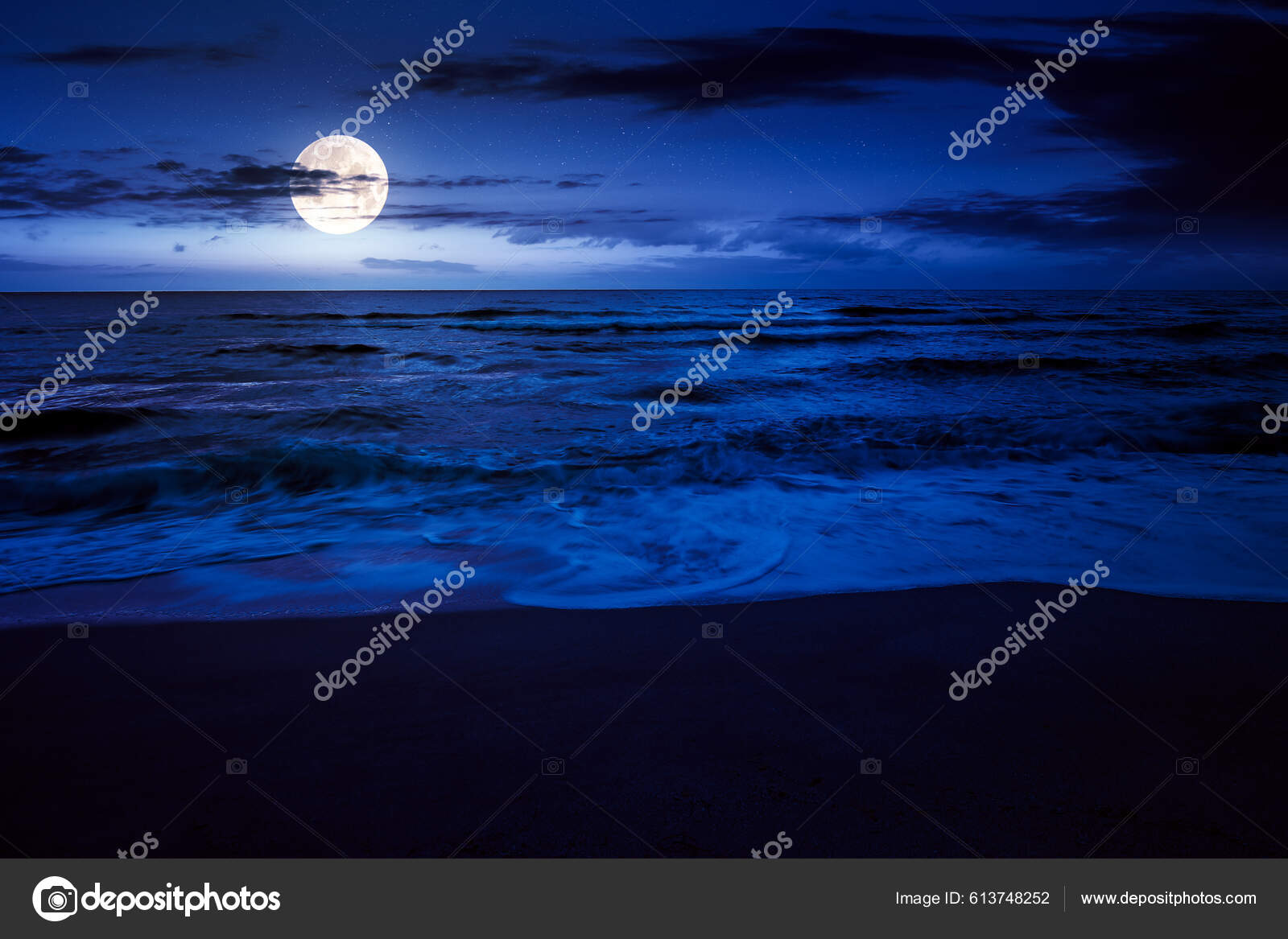 Calm Ocean Waves At Night