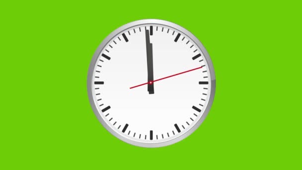 Reloj analógico animado, de un minuto a doce horas, en pantalla verde ...
