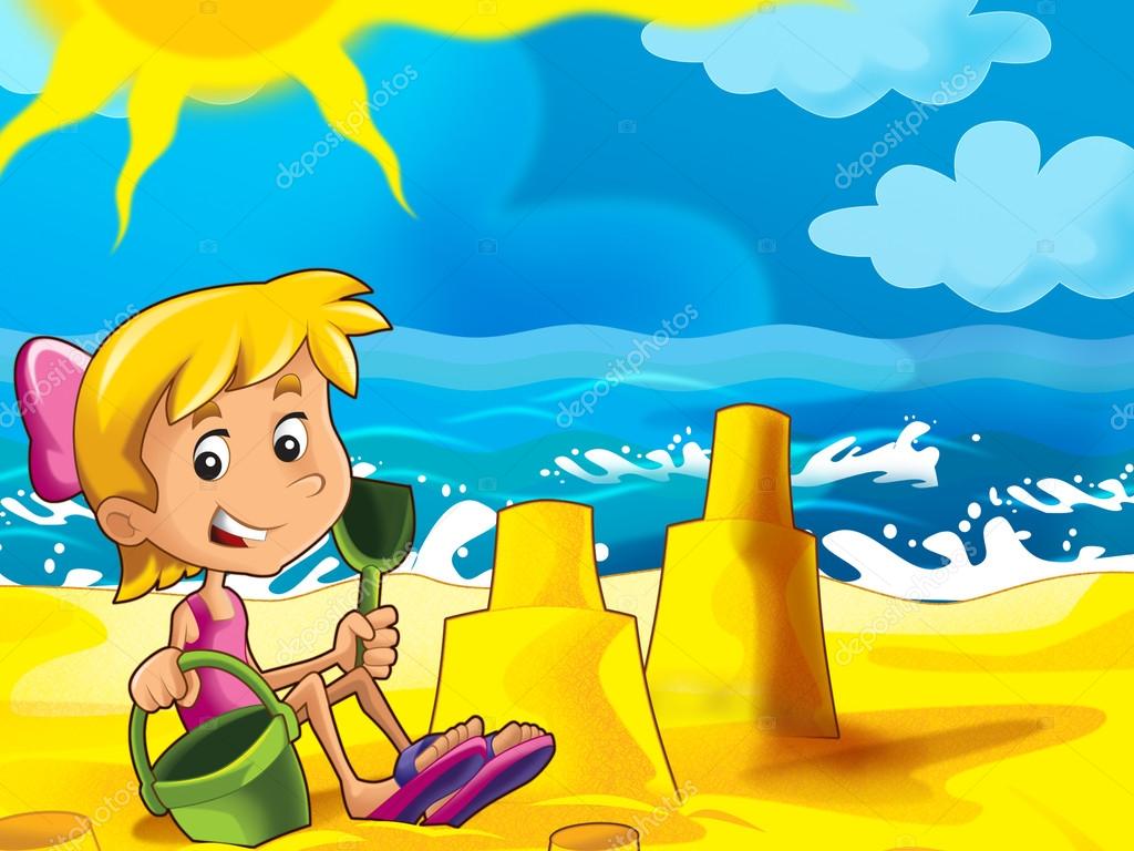 Cartoon play on the beach — Stock Photo © illustrator_hft #12050242