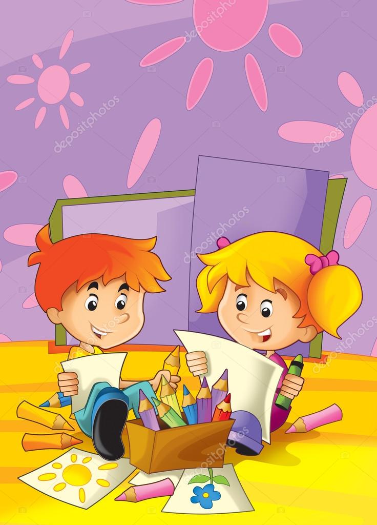 Children drawing Stock Illustration by ©illustrator_hft #12381494