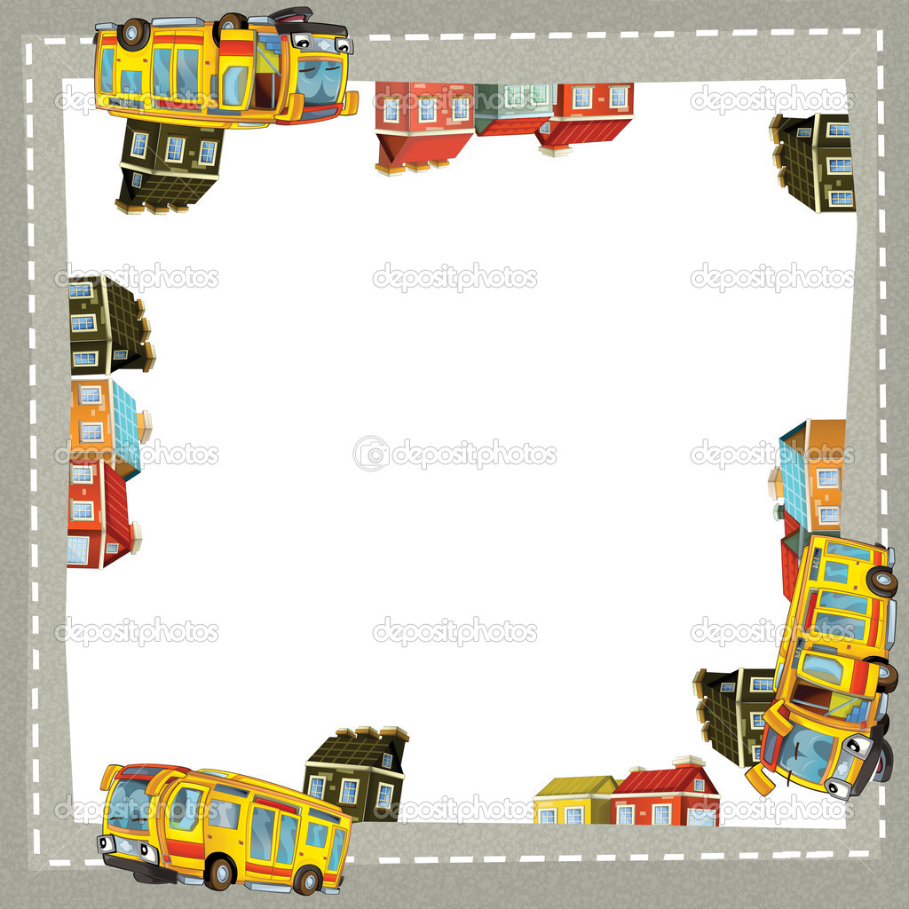 Artistic cartoon frame with happy bus — Stock Photo © illustrator_hft ...