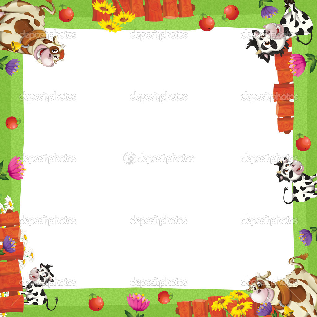 Artistic cartoon frame with animals on a farm — Stock Photo ...