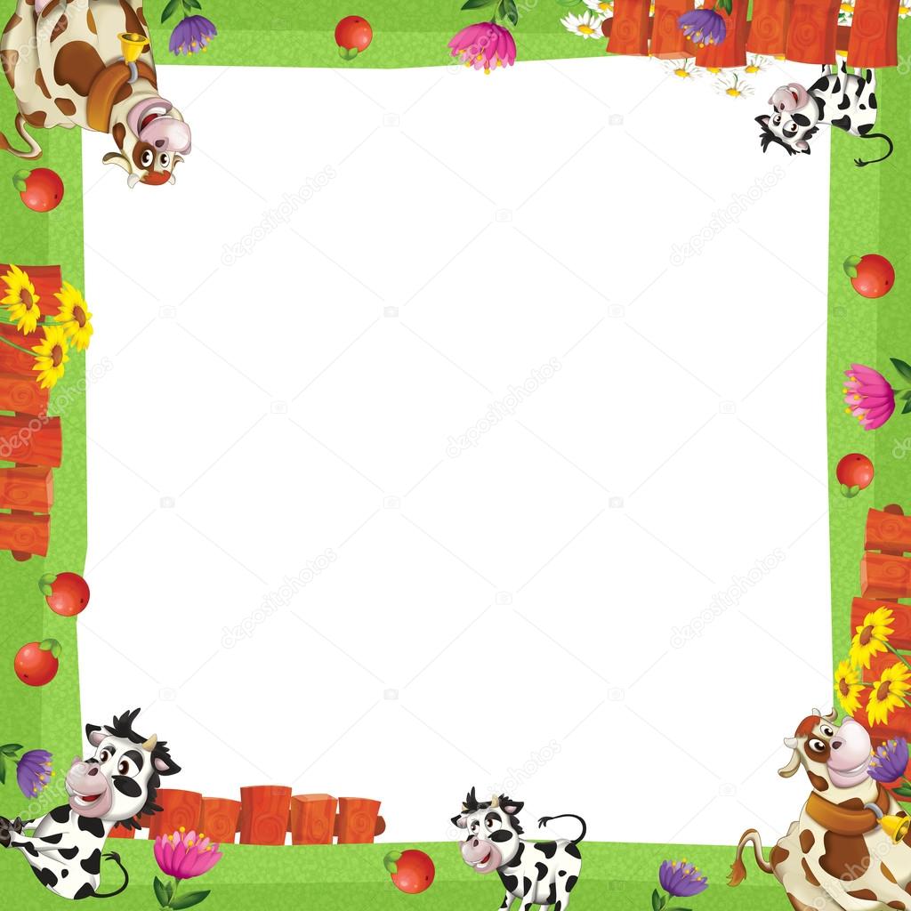 Artistic cartoon frame with animals on a farm Stock Illustration by ...